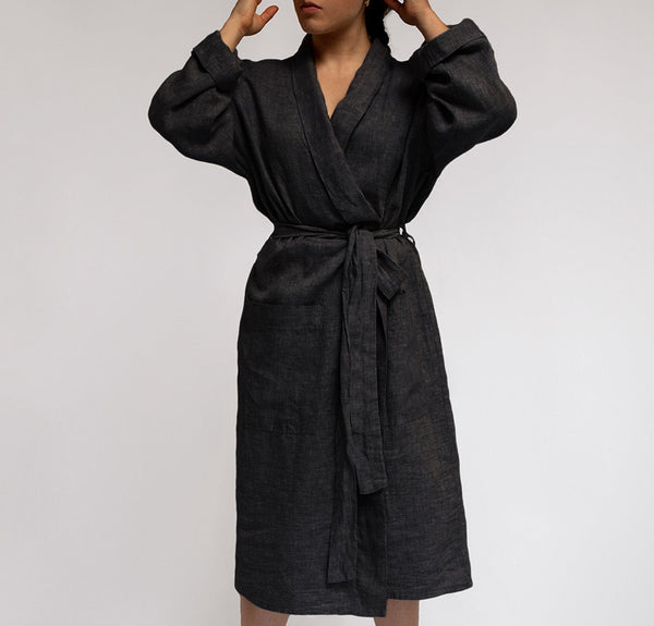 Best Linen Bath Robe in Smooth Linen | by Rough Linen