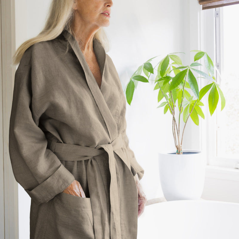Best Linen Bath Robe in Smooth Linen | by Rough Linen