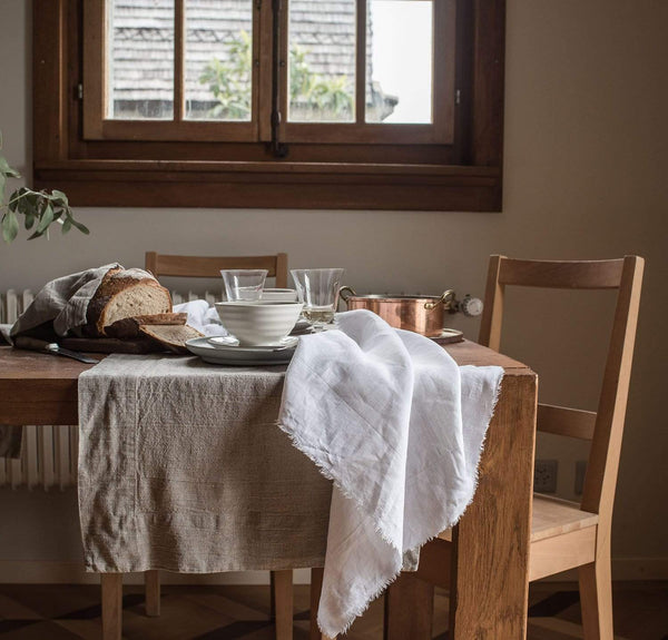 Raw Edge Smooth Linen Napkin Set (Choose 4 or 6) - Rough Linen