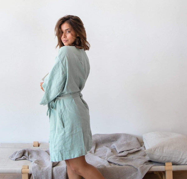 Linen Kimono Robe - Rough Linen