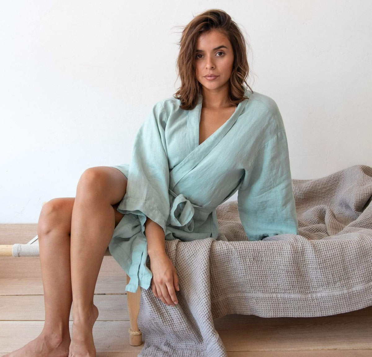 Linen Kimono Robe - Rough Linen